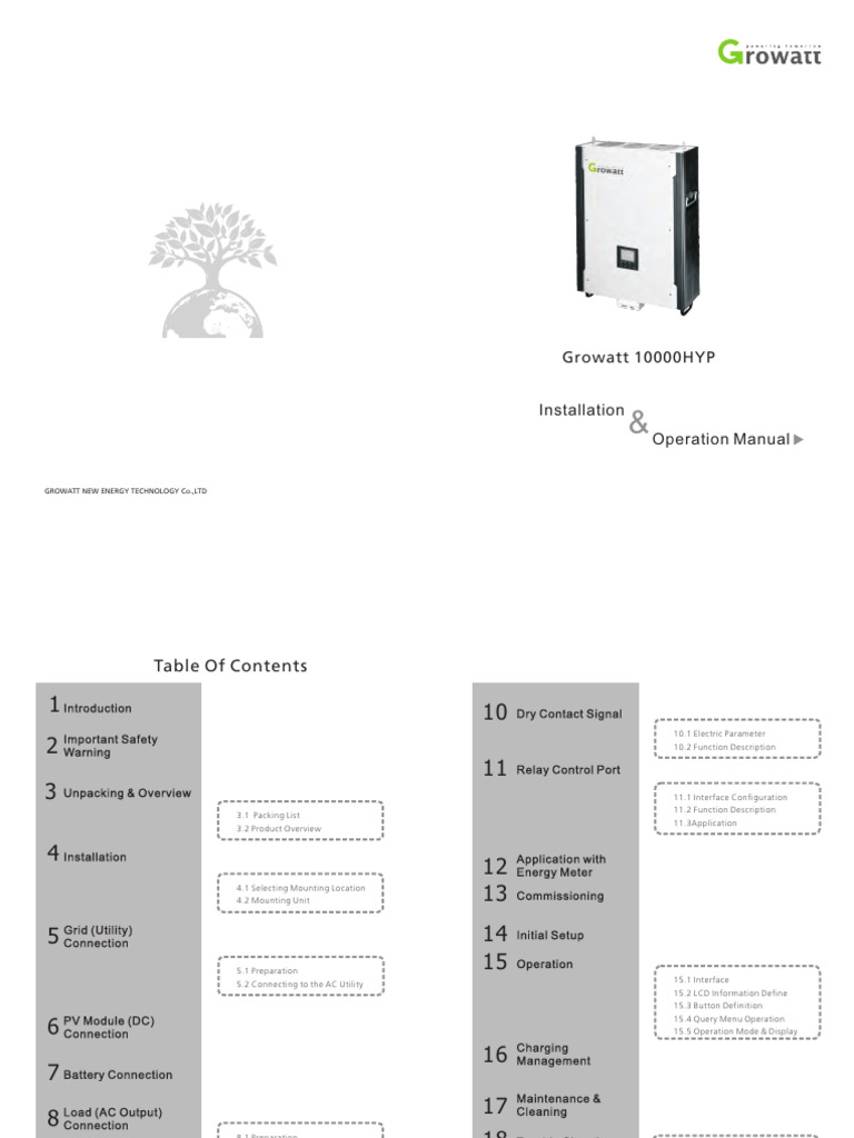 Growatt 10000hyp Manual | PDF | Power Inverter | Electrical Connector