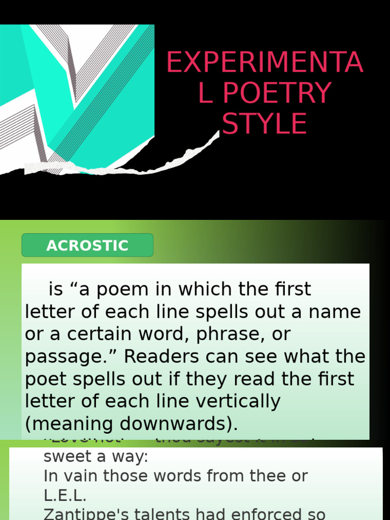 Experimental Poetry Style | PDF | Poetry | Spoken Word