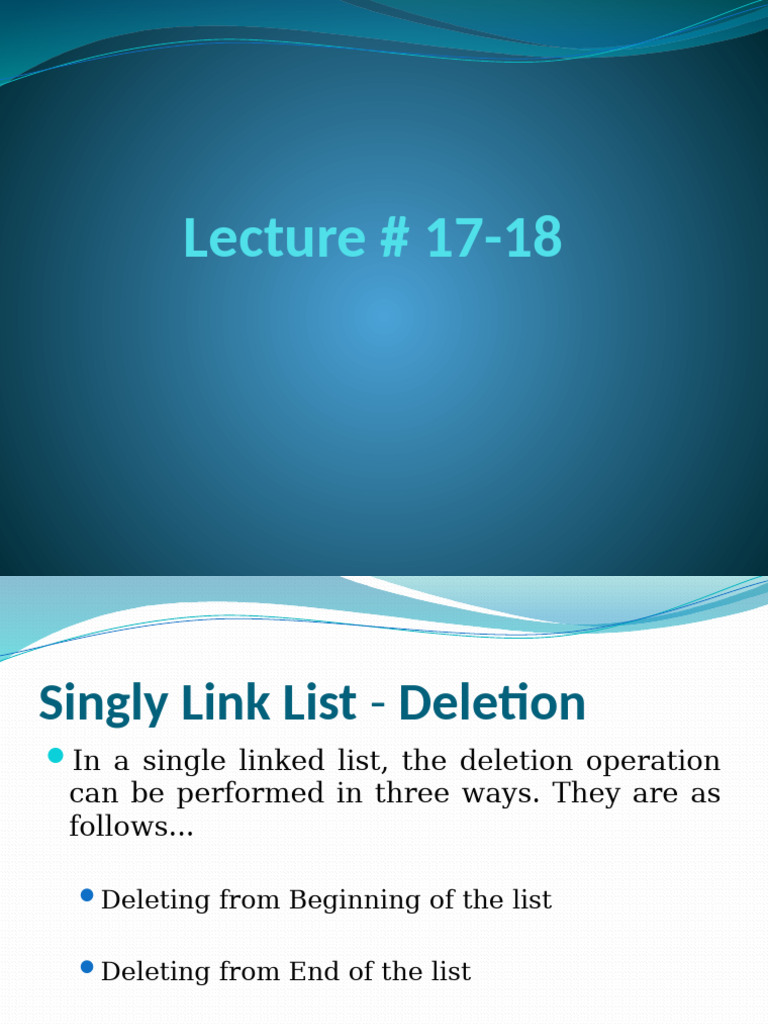 Lecture # 17-18-Link List | PDF | Algorithms And Data Structures ...