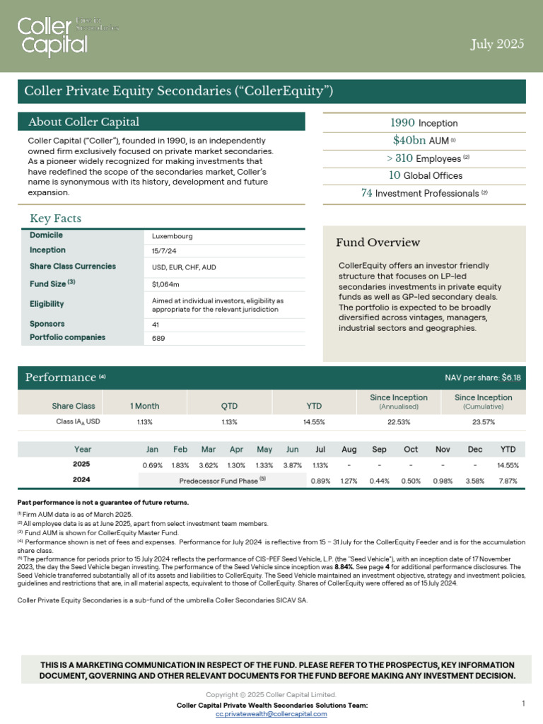Coller Capital Private Equity Overview 2025 | PDF | Investing | Market ...