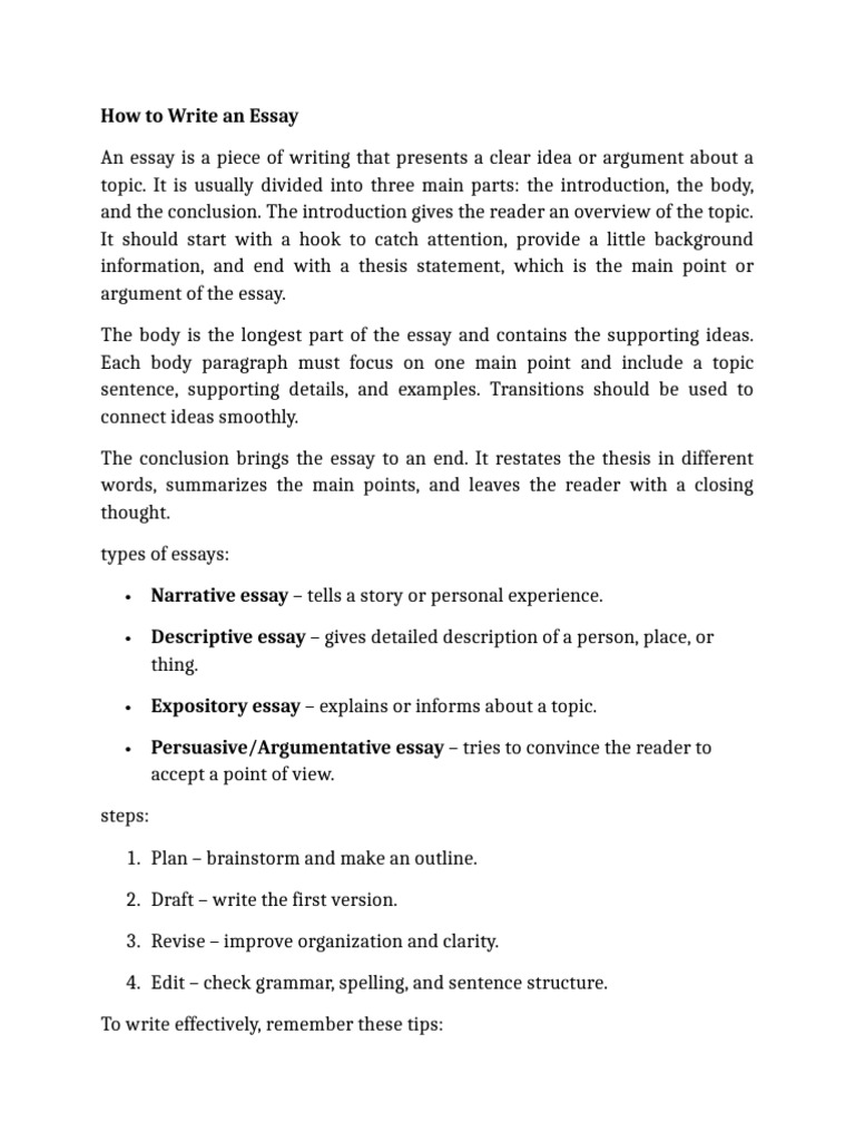 Essay Writing Guide: Structure & Tips | PDF