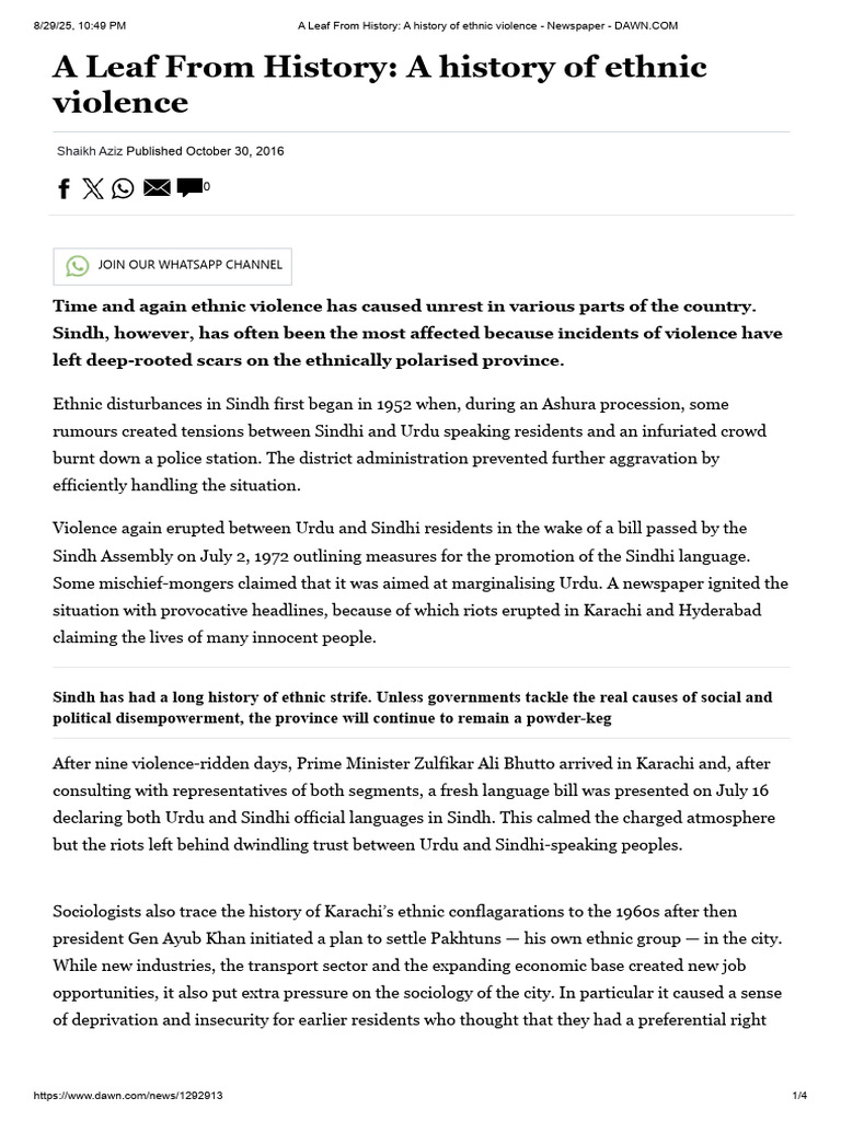 A Leaf From History - A History of Ethnic Violence - Newspaper | PDF ...