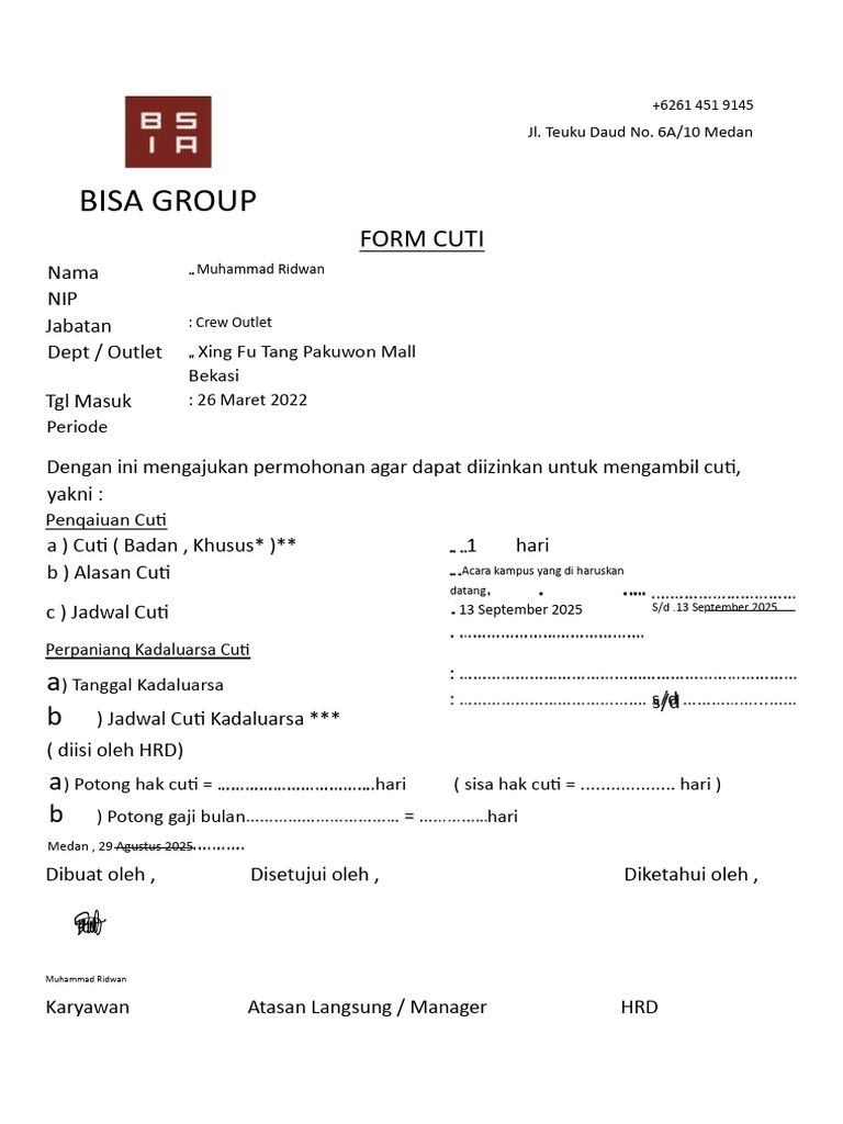 Form Cuti | PDF