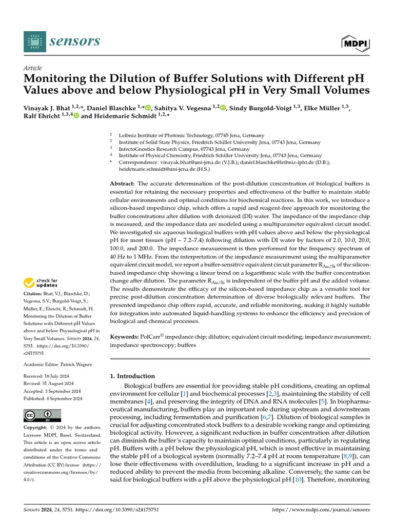 Sensors 24 05751 v2 | PDF | Buffer Solution | Ph