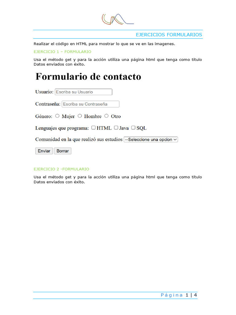 02 Ejercicios Formularios | PDF