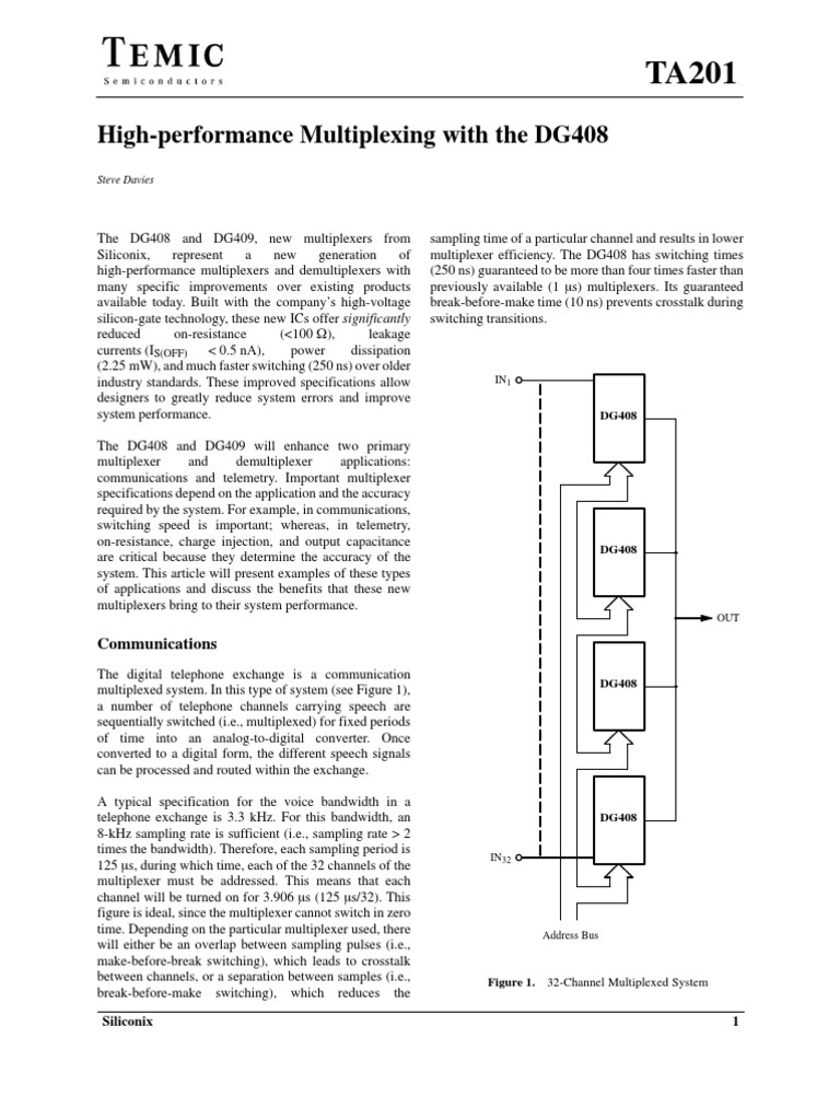 High-Performance Multiplexing With The DG408: S) Multiplexers. Its ...