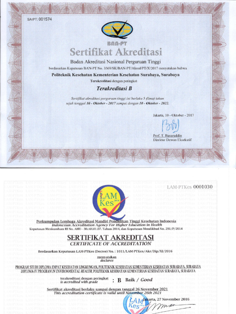 Sertifikat Akreditasi PT Dan Prodi | PDF