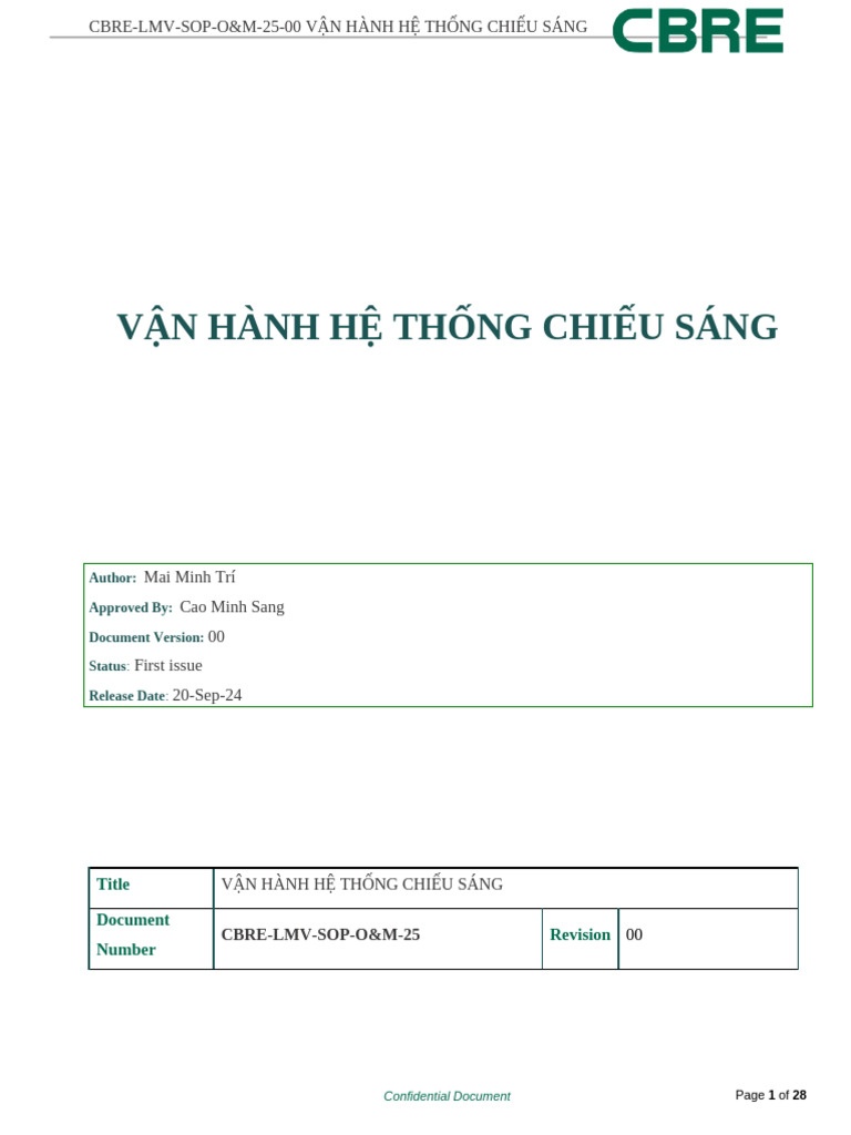 CBRE LMV SOP O&M 25 00 LightingControlSystem Tri | PDF