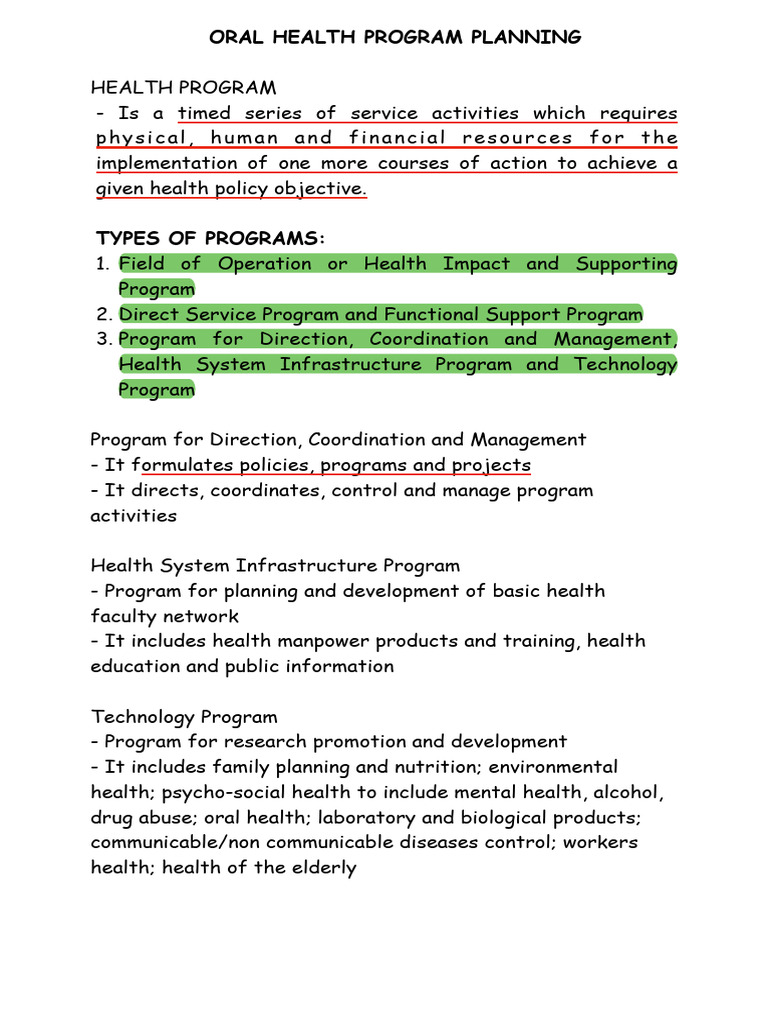 Oral Health Program Planning Guide | PDF | Policy