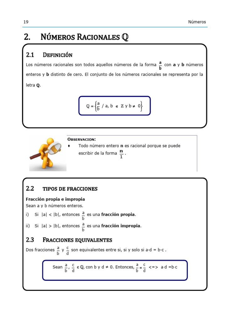 Números Racionales: Definición y Operaciones | PDF | Número racional ...