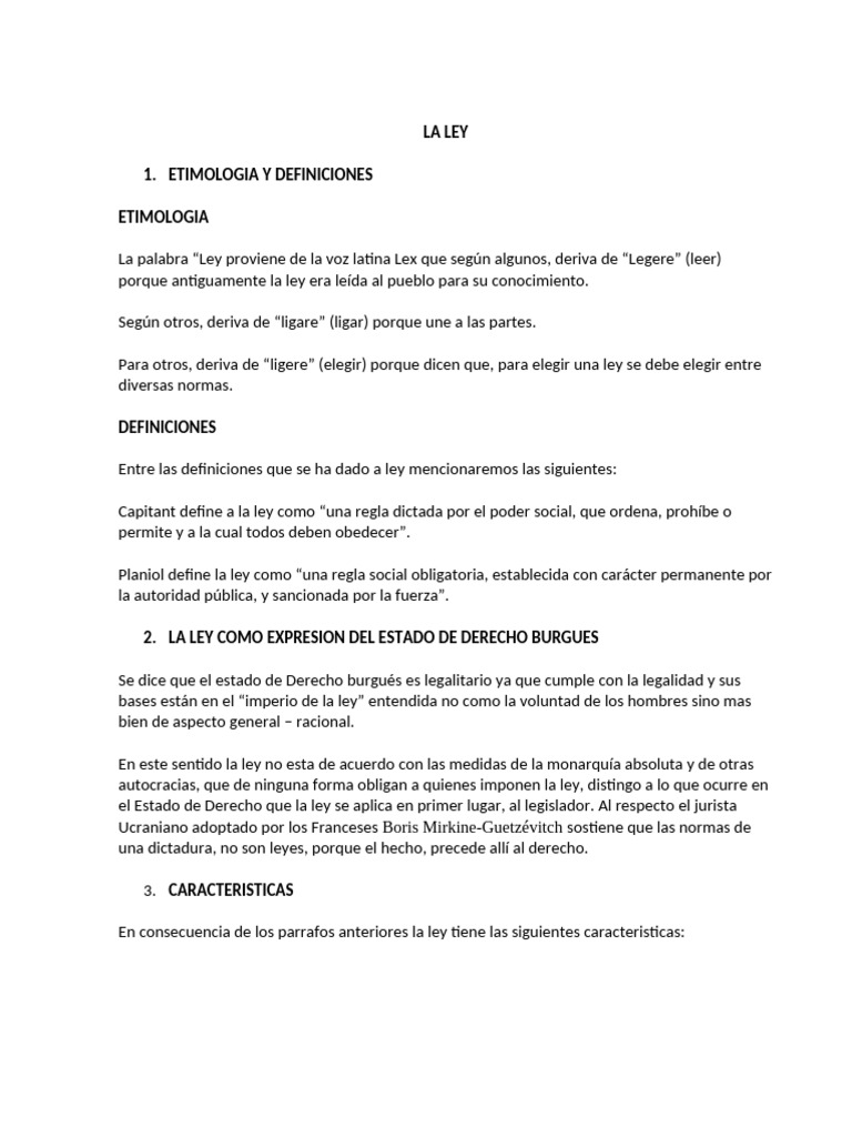 Definición y Características de la Ley | PDF | Regulación | Estado ...