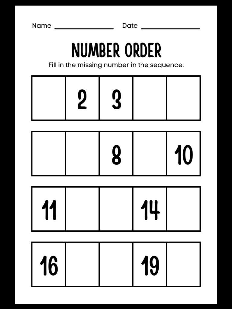 Ordering Numbers 1-20 Activity Worksheet For Kids | PDF