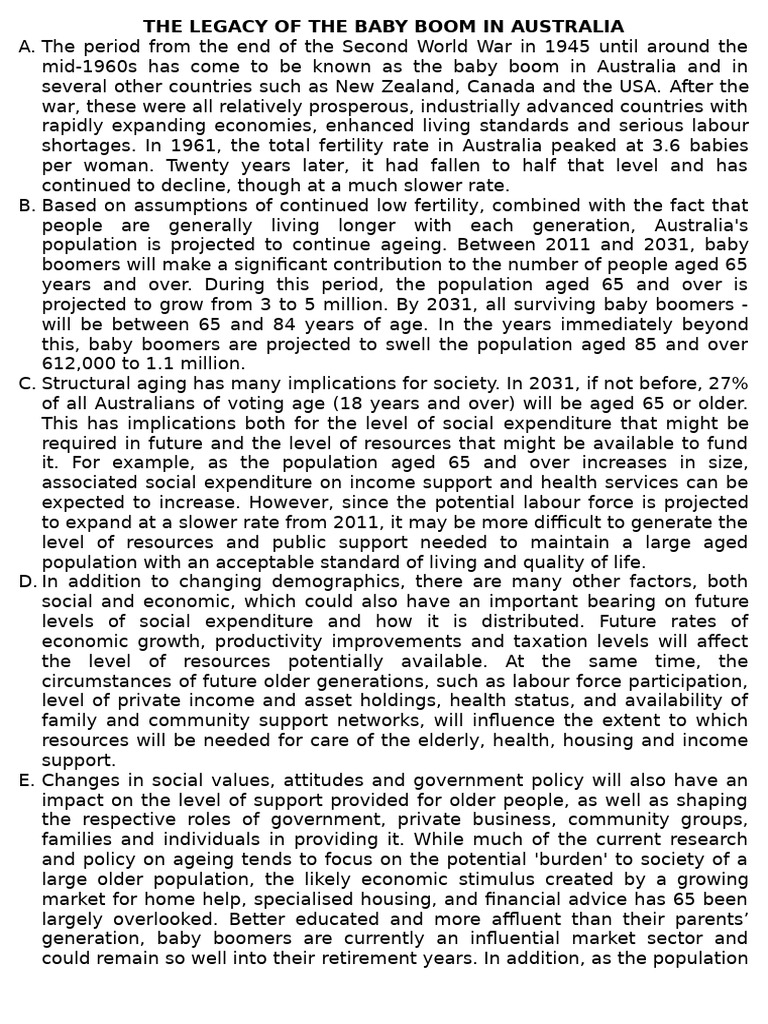 The Legacy of The Baby Boom in Australia | PDF | Baby Boomers | Economics