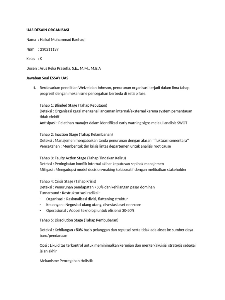 Haikal Muhammad Baehaqi - 230211139 - UAS DESAIN ORGANISASI | PDF