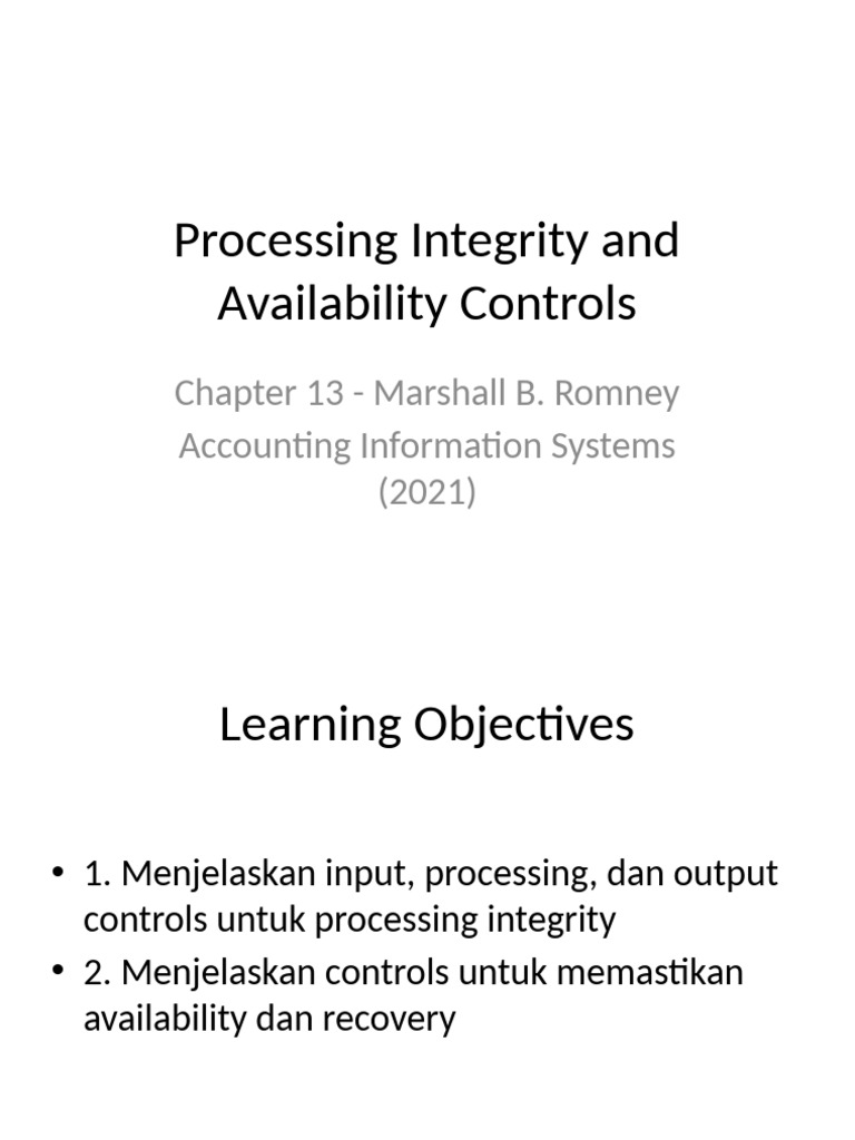 Chapter 13 Processing Integrity Availability | PDF