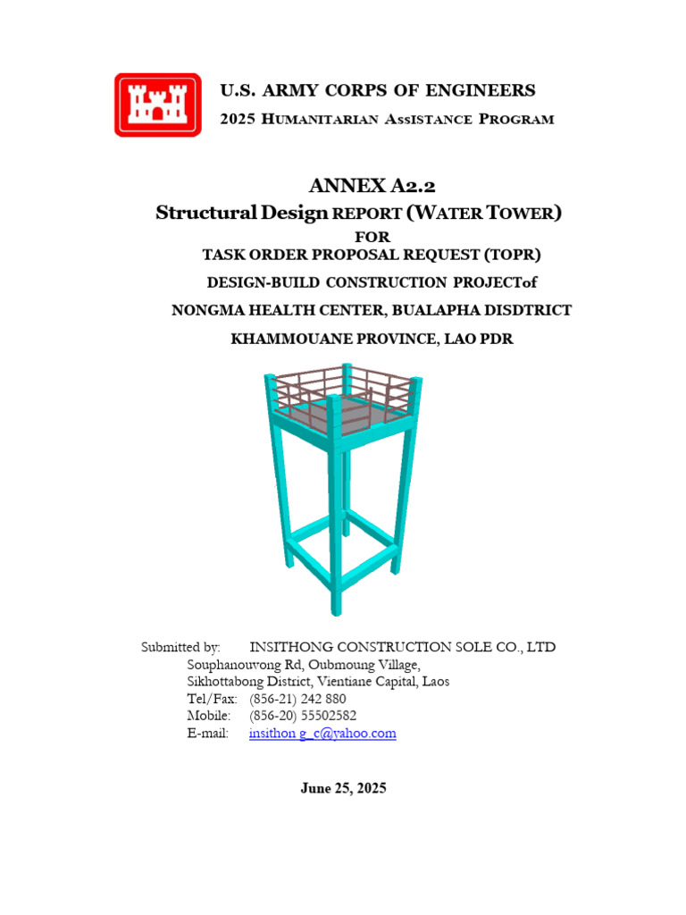 Water Tower Structural Design Report | PDF | Strength Of Materials ...