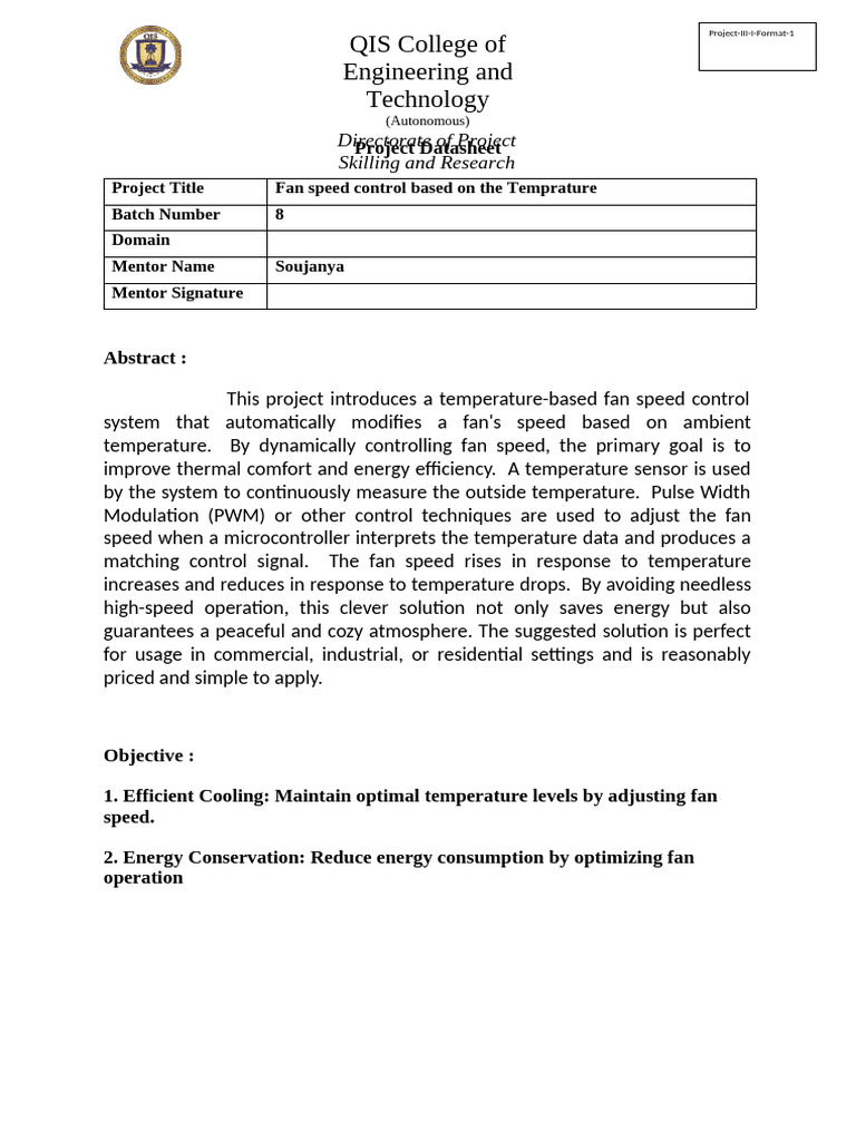 Project Datasheet | PDF