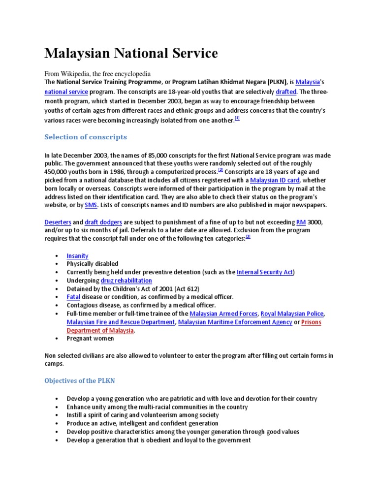 Malaysian National Service: Selection of Conscripts | PDF | Foods ...