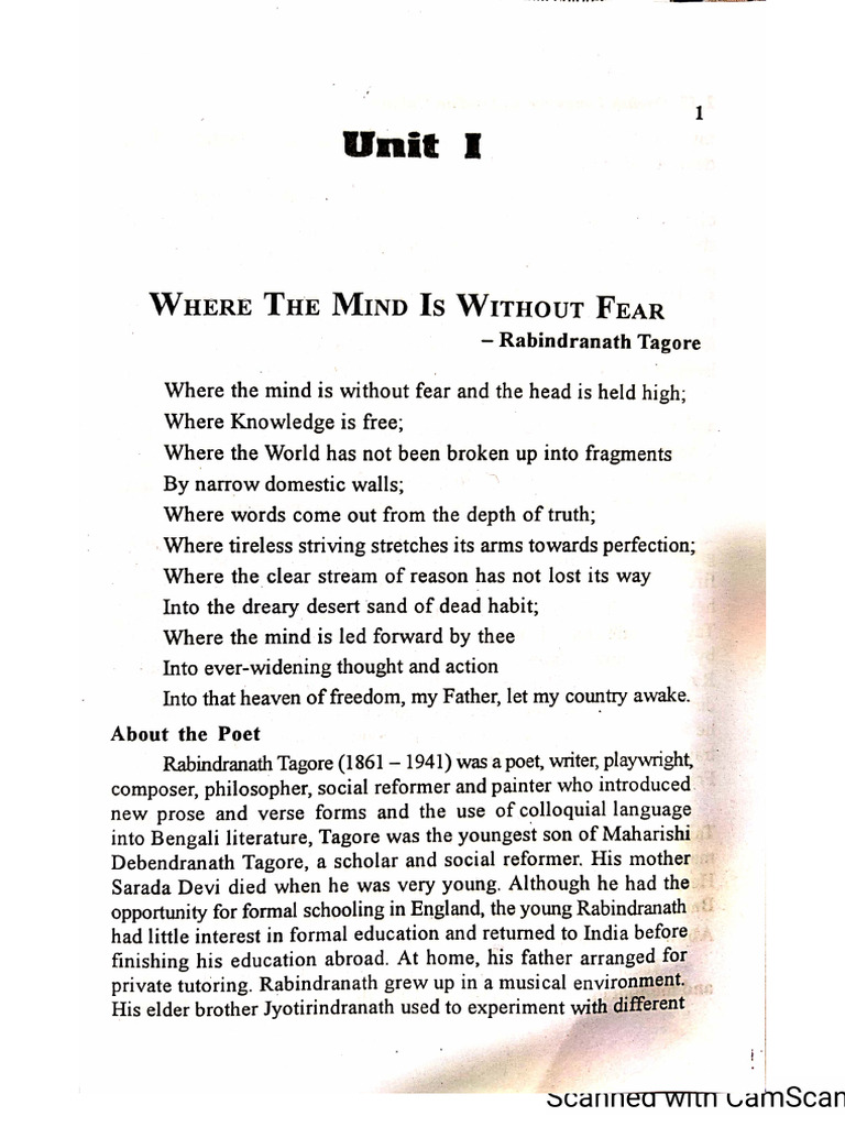Where The Mind Is Without Fear | PDF