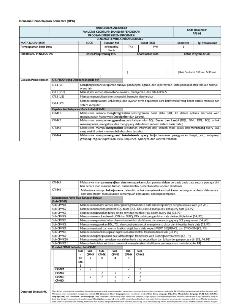 Ok RPS Pemrograman Basis Data | PDF