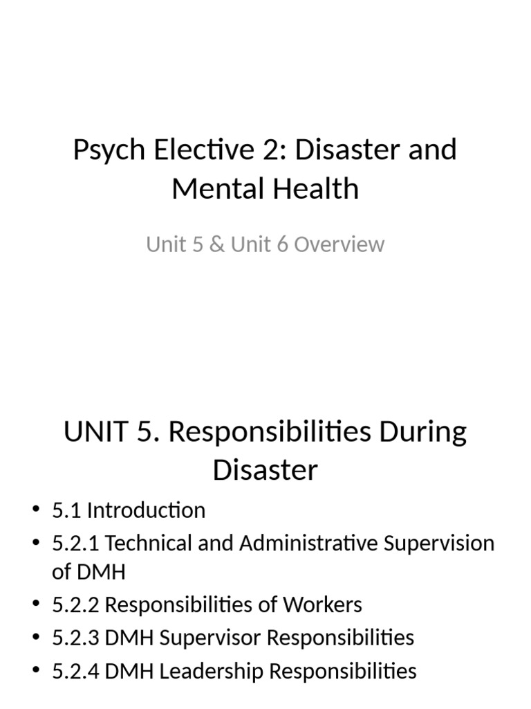 Disaster Mental Health Responsibilities | PDF