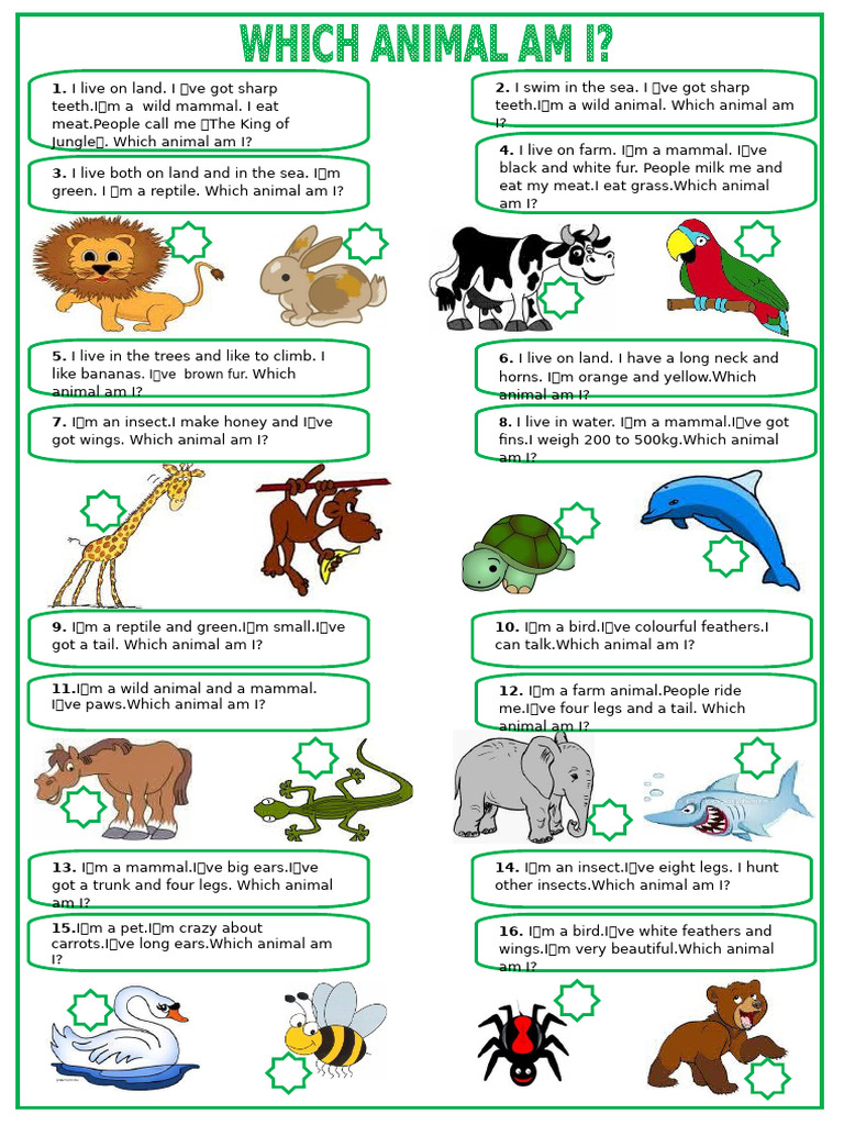 Animal Riddles and Descriptions | PDF