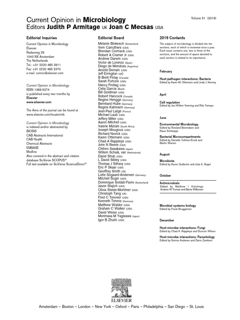 Editorial Board 2019 Current Opinion in Microbiology | PDF ...