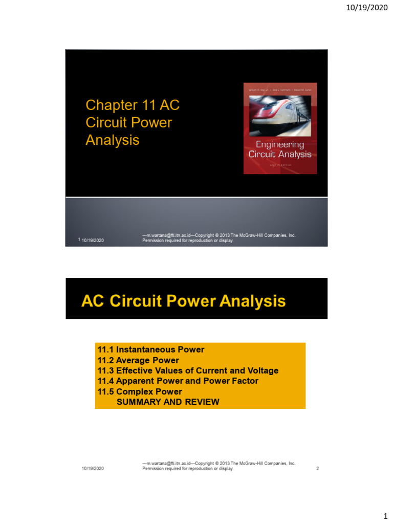 Ch11Circuit Power Analysis | PDF | Ac Power | Electrical Impedance
