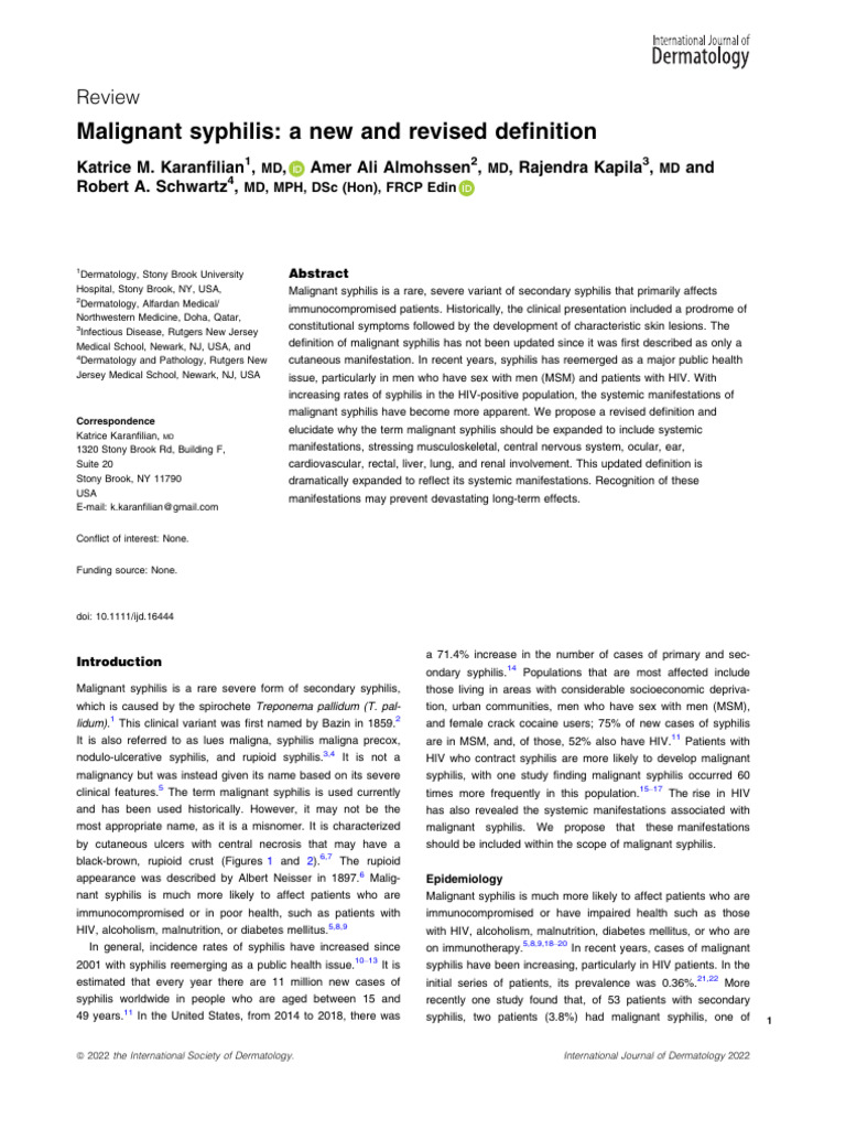 Revised Definition of Malignant Syphilis | PDF | Aorta | Immune System