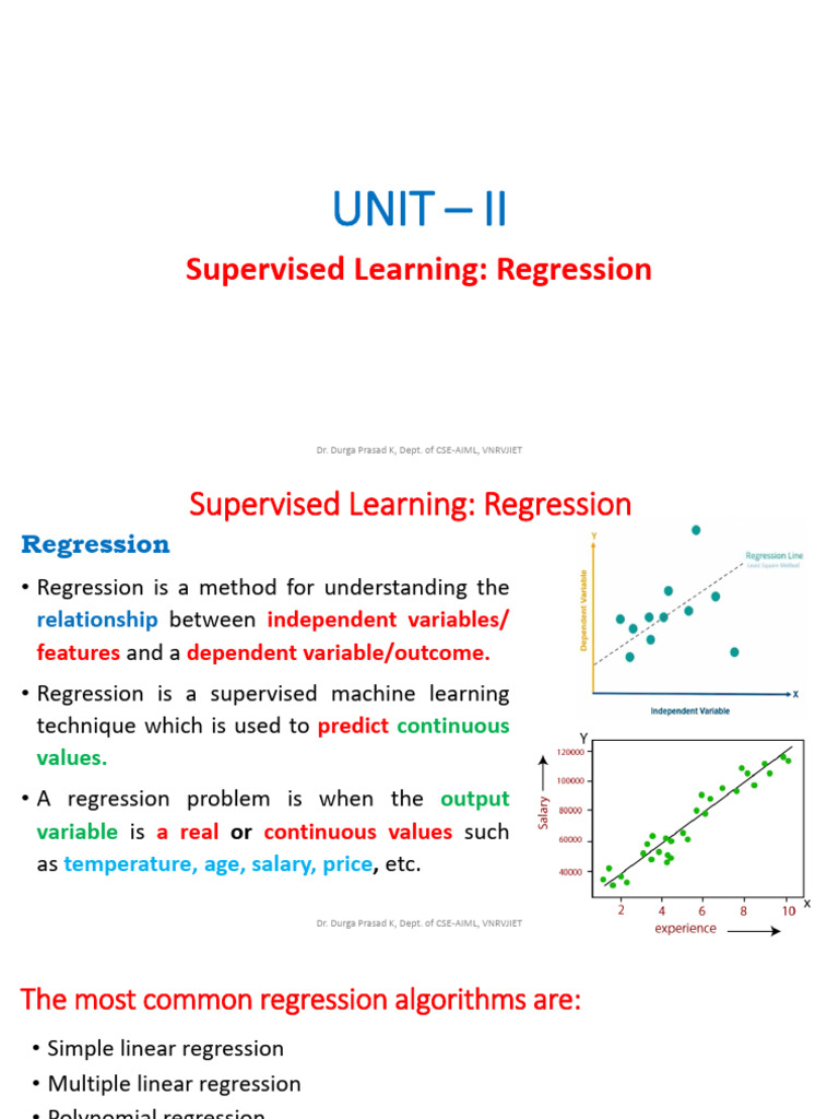 Unit-2 Regression-Supervised Machine Learning | PDF | Logistic ...