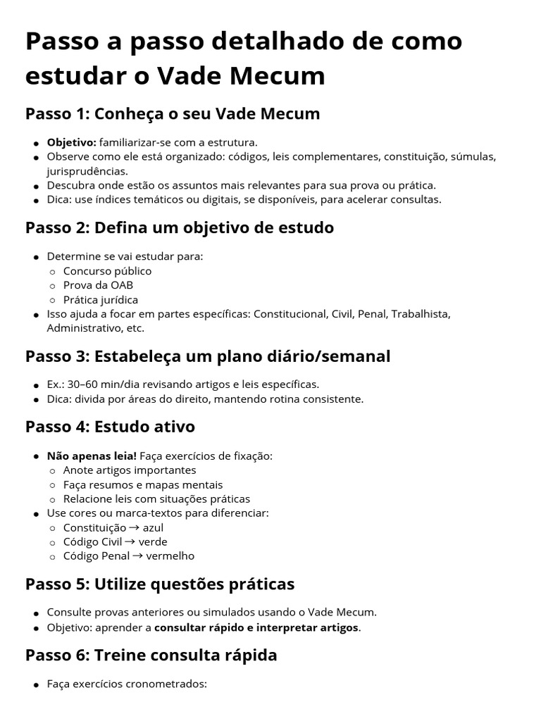 Estudo Eficiente do Vade Mecum | PDF