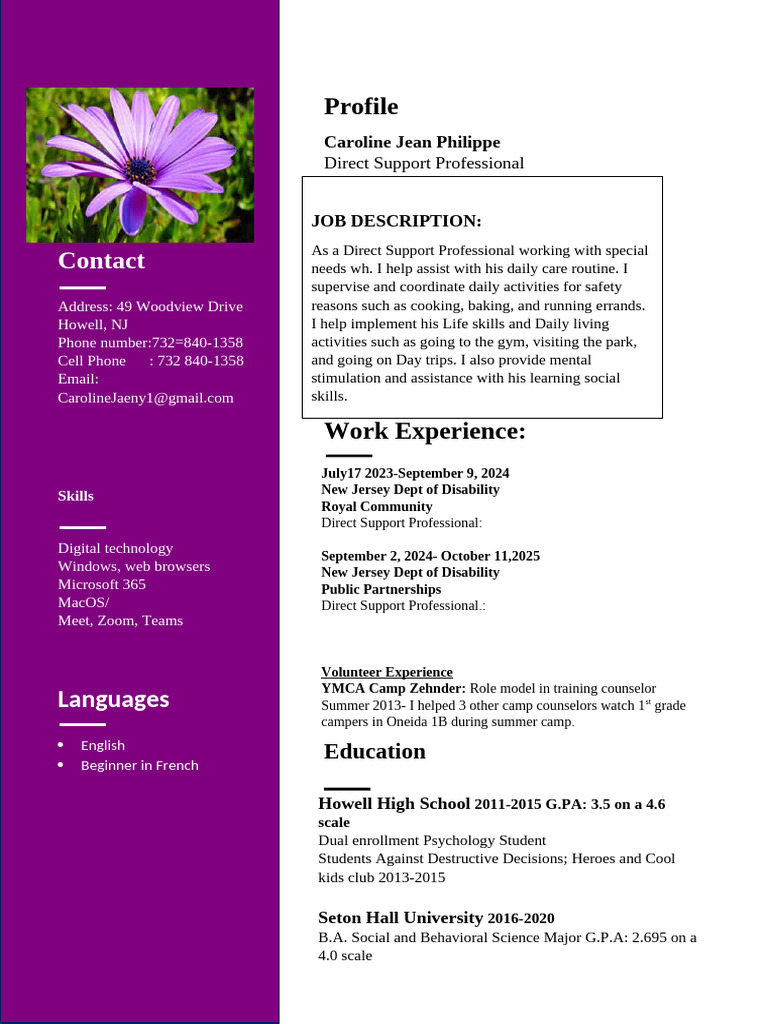 Caroline Jean Philippe's Resume | PDF