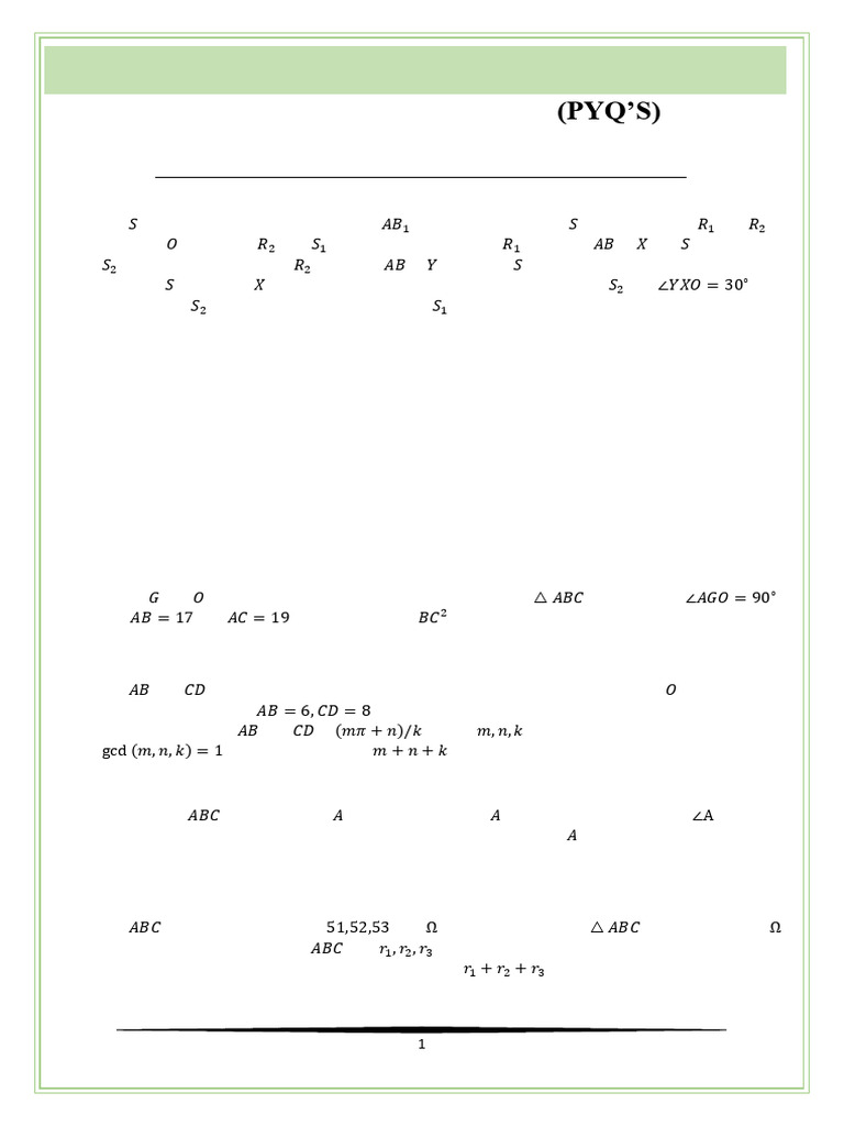 Prmo Practice Sheet - 4 (Pyq's) | PDF | Triangle | Euclidean Plane Geometry