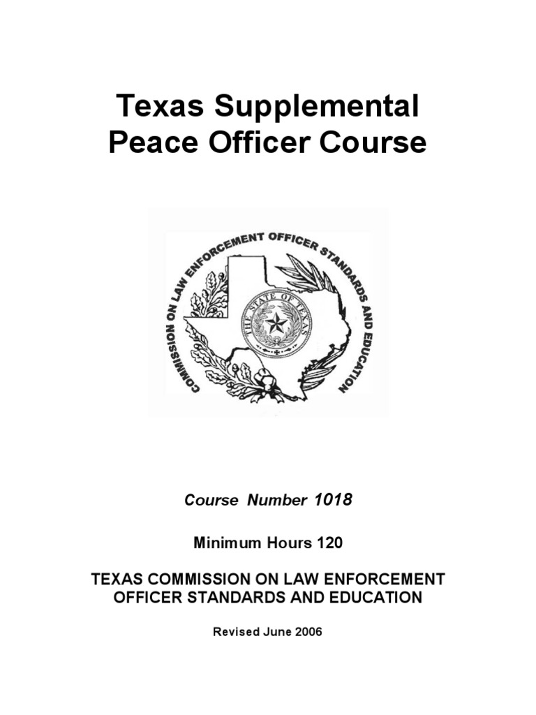 Texas Supplemental Peace Officer Course 1018 | PDF | Special Agent ...