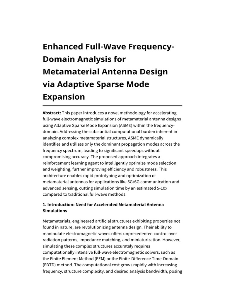 Enhanced Full-Wave Frequency-Domain Analysis For Metamaterial Antenna ...