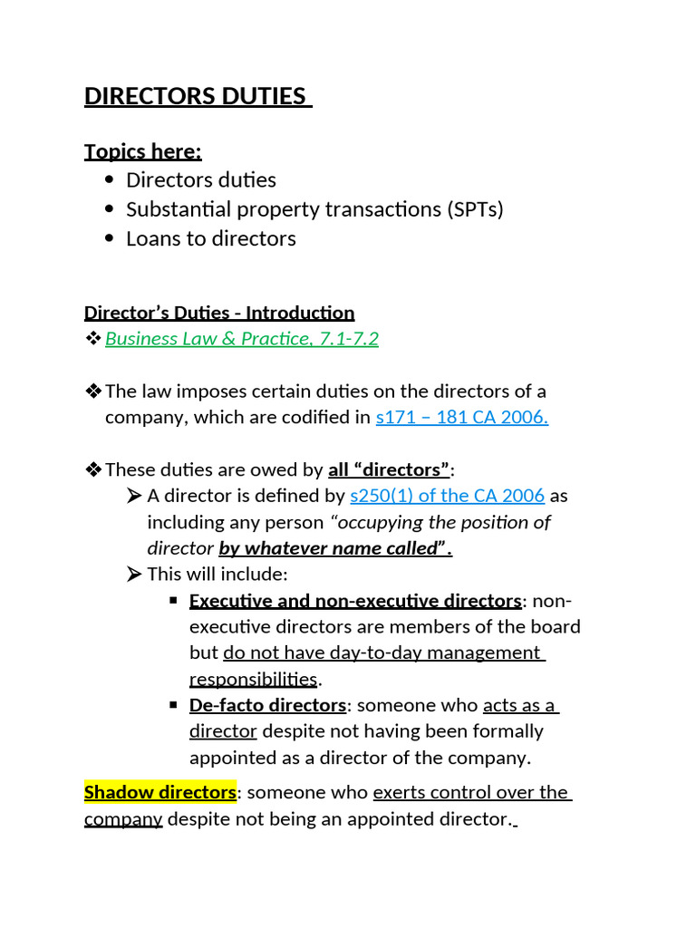 Business Law Directors Duties | PDF | Law Of Agency | Family