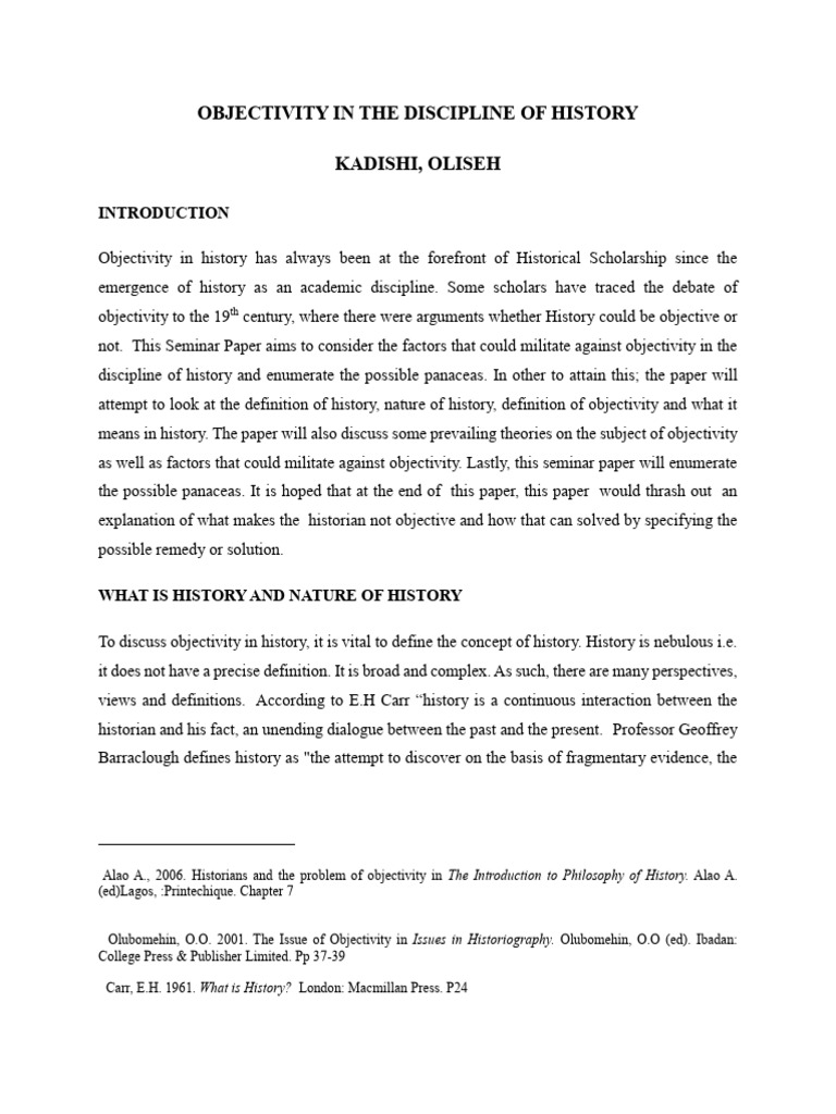 Objectivity Challenges in Historical Study | PDF | Historian | Theory