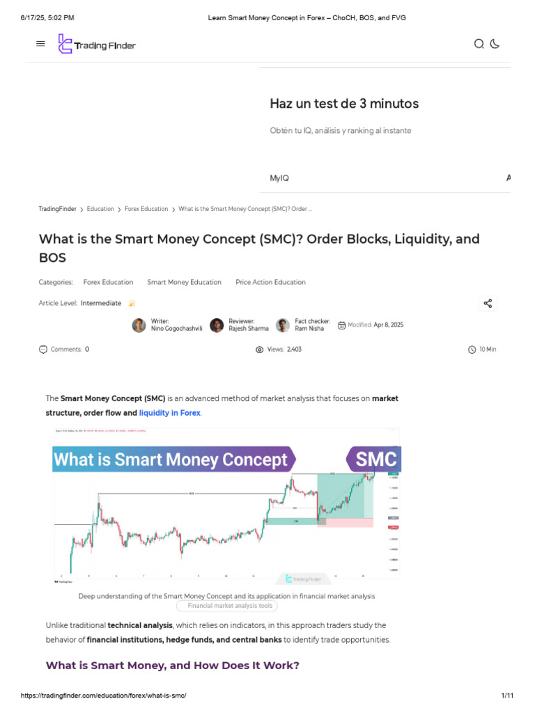 Learn Smart Money Concept in Forex - ChoCH, BOS, and FVG | PDF ...