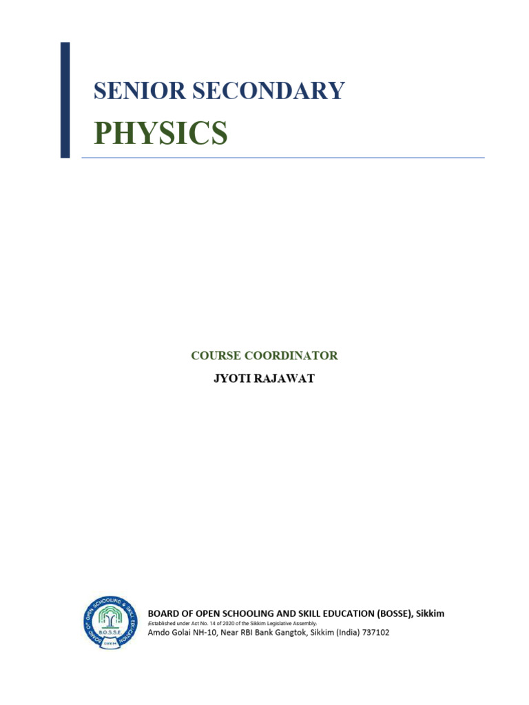 Senior Secondary Physics Course Overview | PDF | Heat | Optics