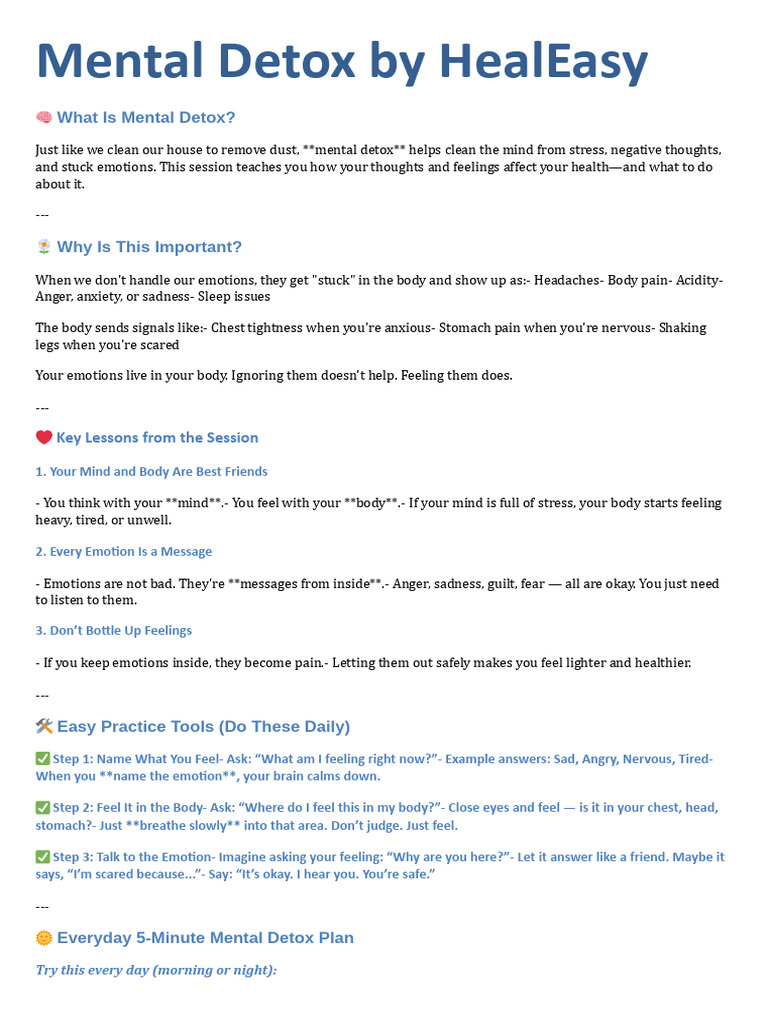 Mental Detox by HEalEasydocx | PDF | Anxiety | Mind