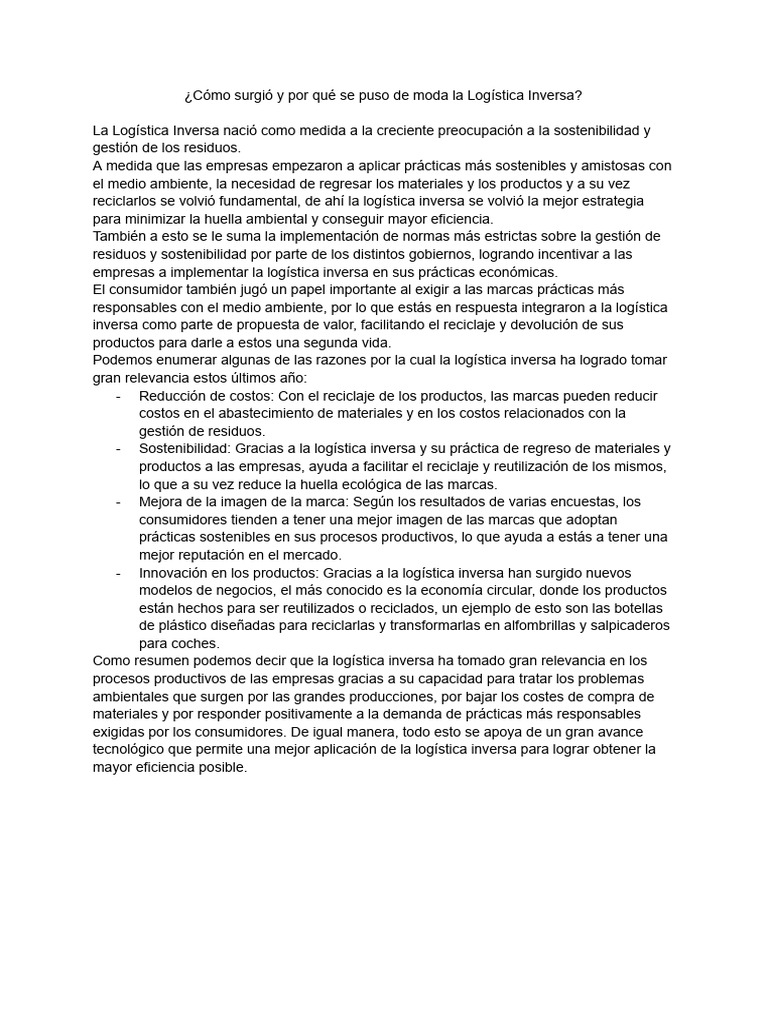 Logistica Inversa | PDF | Logística | Sustentabilidad
