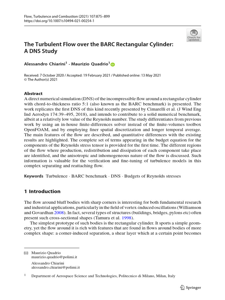 Chiarini - 2021 - The Turbulent Flow Over The BARC Rectangular Cylinder ...