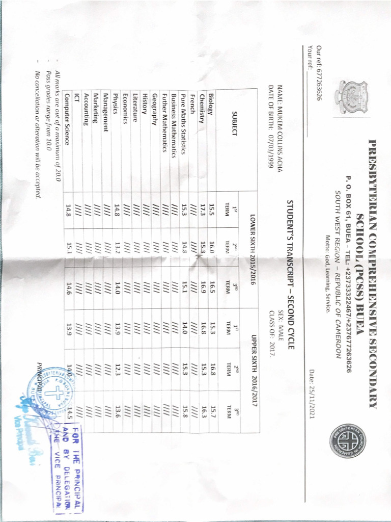 High School Transcript Compressed | PDF