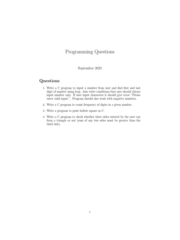 Programming Questions | PDF