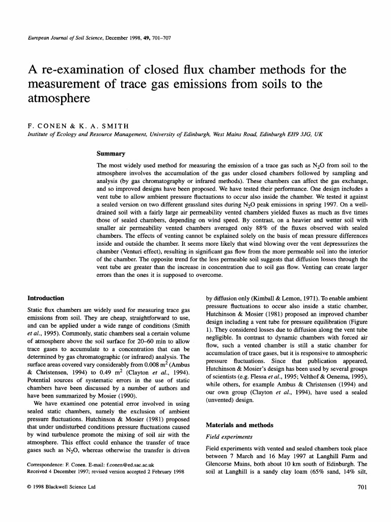 1998 - Conen - A Re-Examination of Closed Flux Chamber Methods For The ...