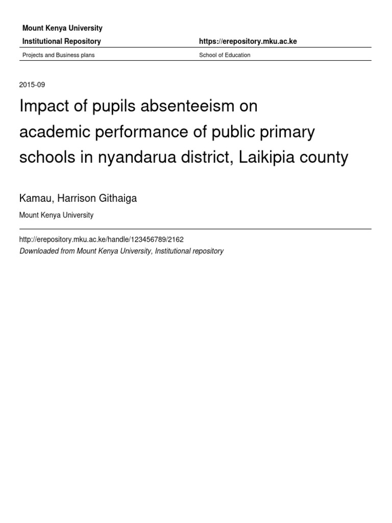 Impact of Absenteeism on Academic Performance | PDF