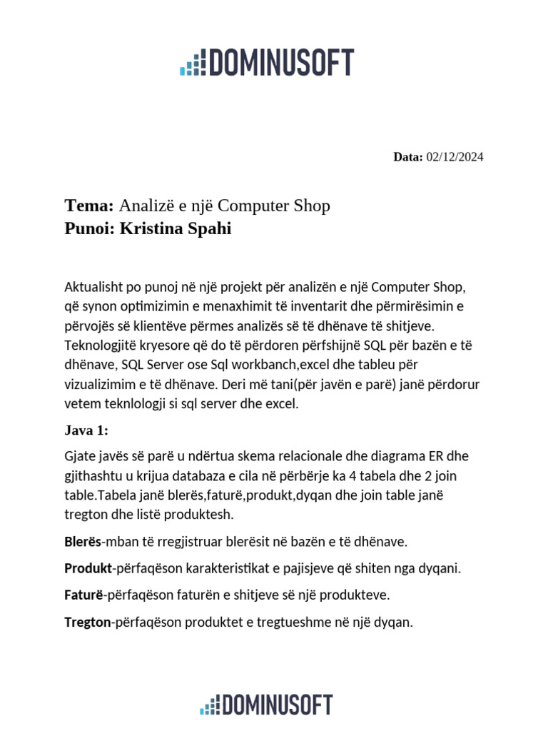 Internship Raport Java 1 | PDF