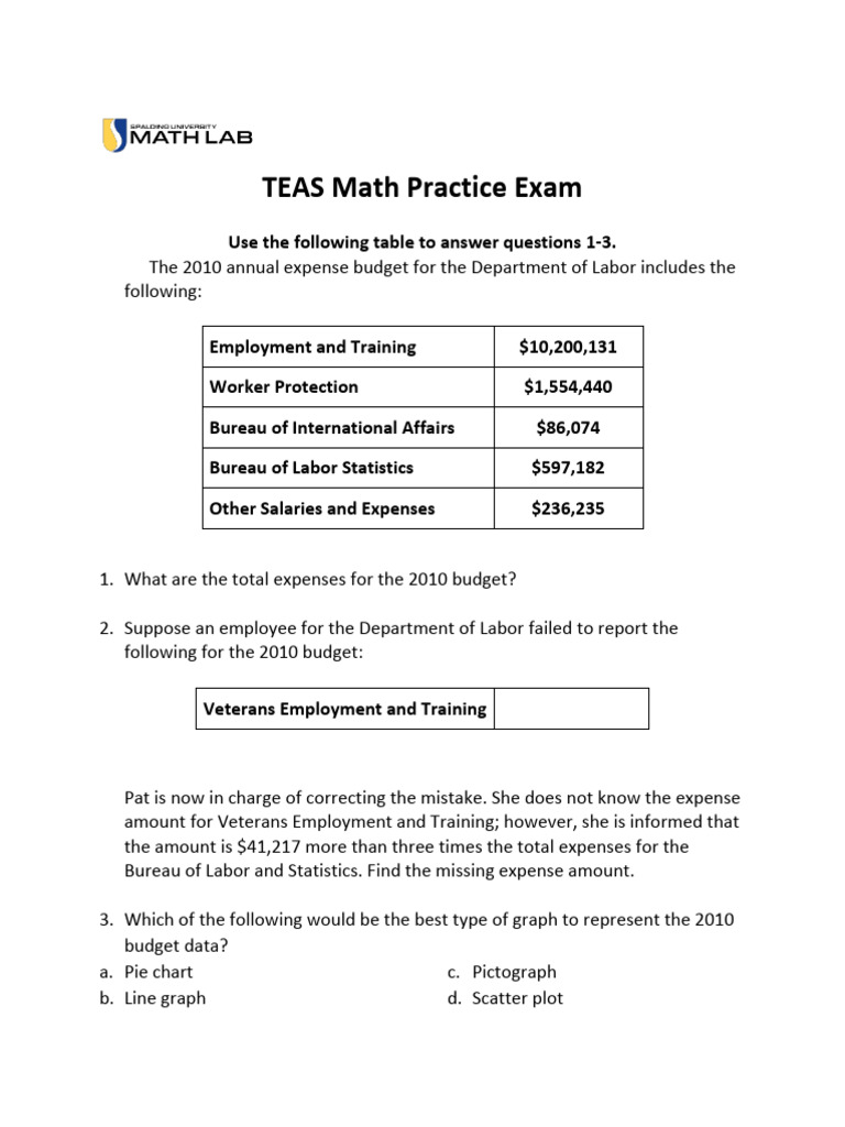 TEAS Math Practice Exam Overview | PDF | Yard | Foot (Unit)
