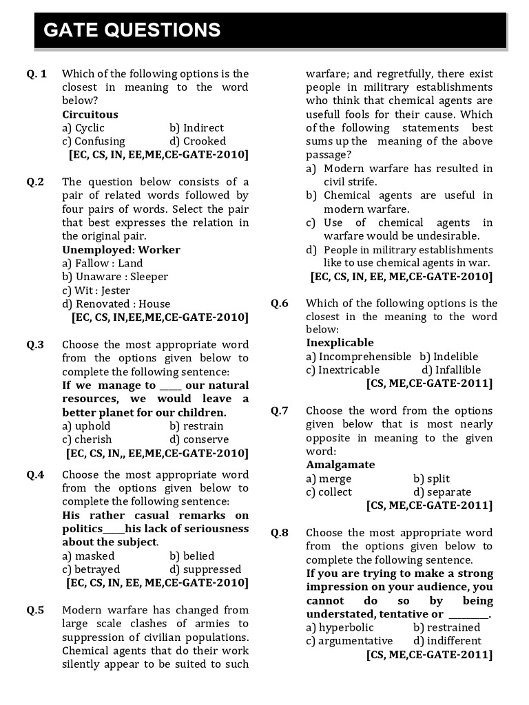 Gate Questions | PDF | Copyright