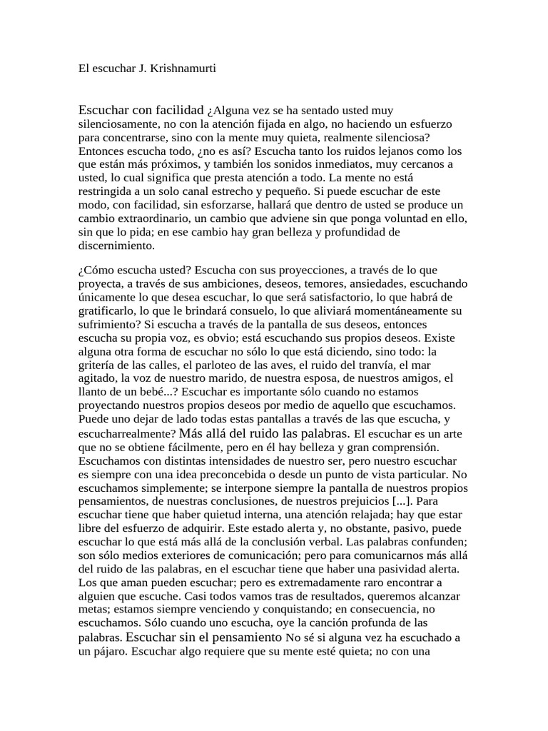 El arte de escuchar sin esfuerzo | PDF | Verdad | Experiencia